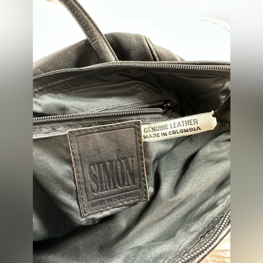 Genuine Vintage Simon Black Leather Shoulder Bag Cros… - Gem